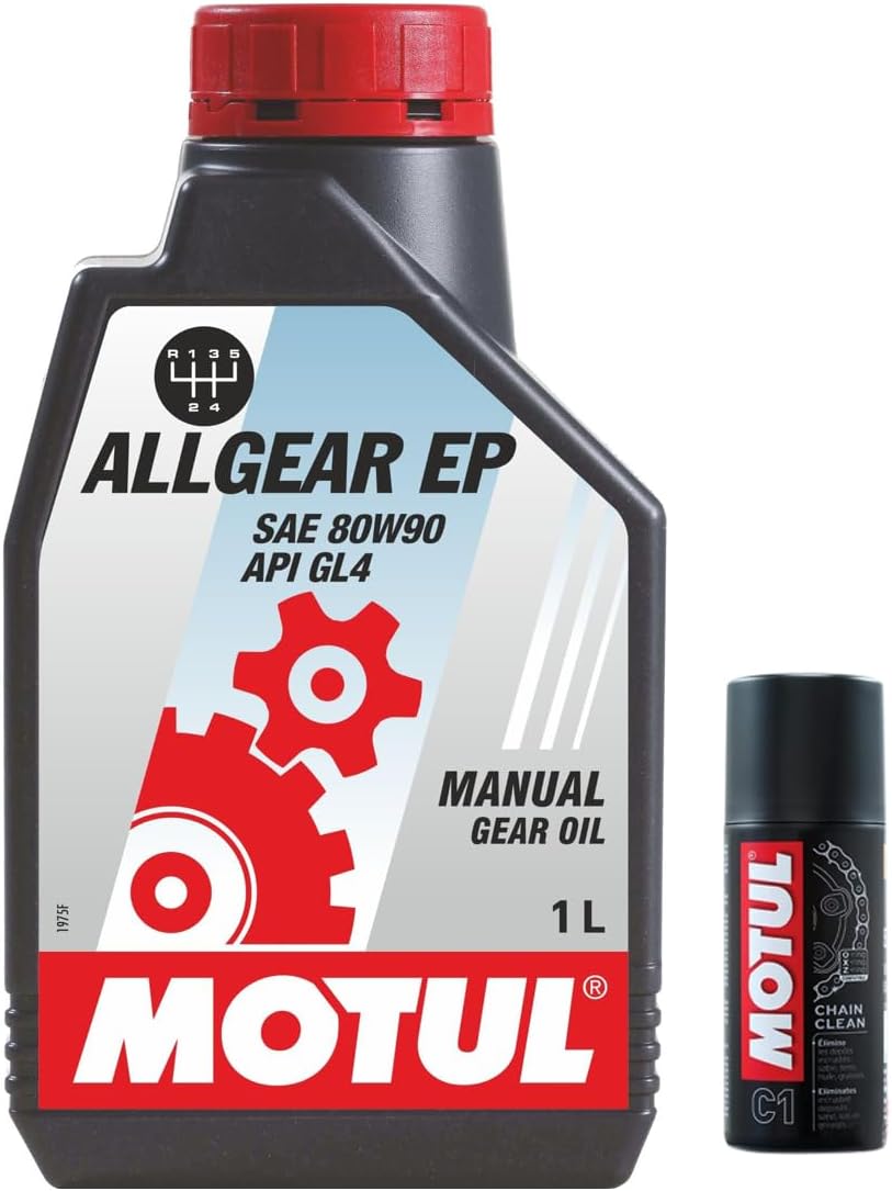 Motul All Gear EP 80W90 Gear Oil for Cars (1 L) & Motul C1 Chain Clean ...