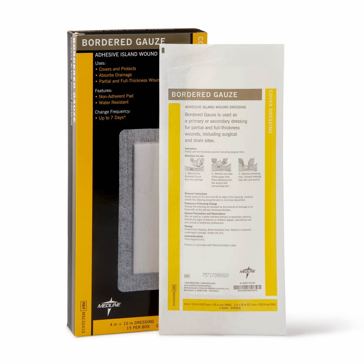 Snapklik.com : Bordered Gauze, 4 X 10 Adhesive Island Wound Dressing ...