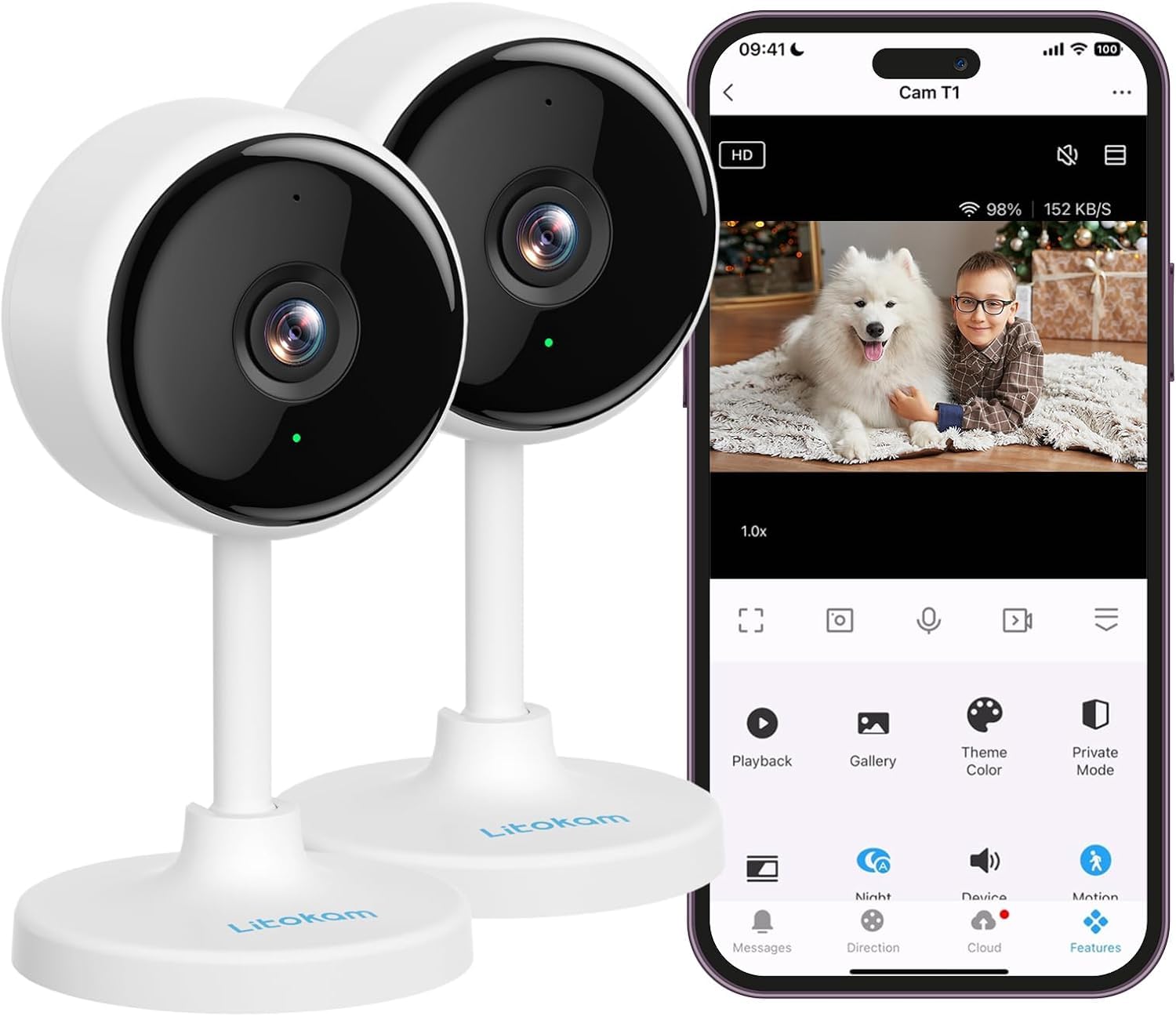 Little elf Camera 2 Pack, Litokam 2K Indoor Security Camera for Pet ...