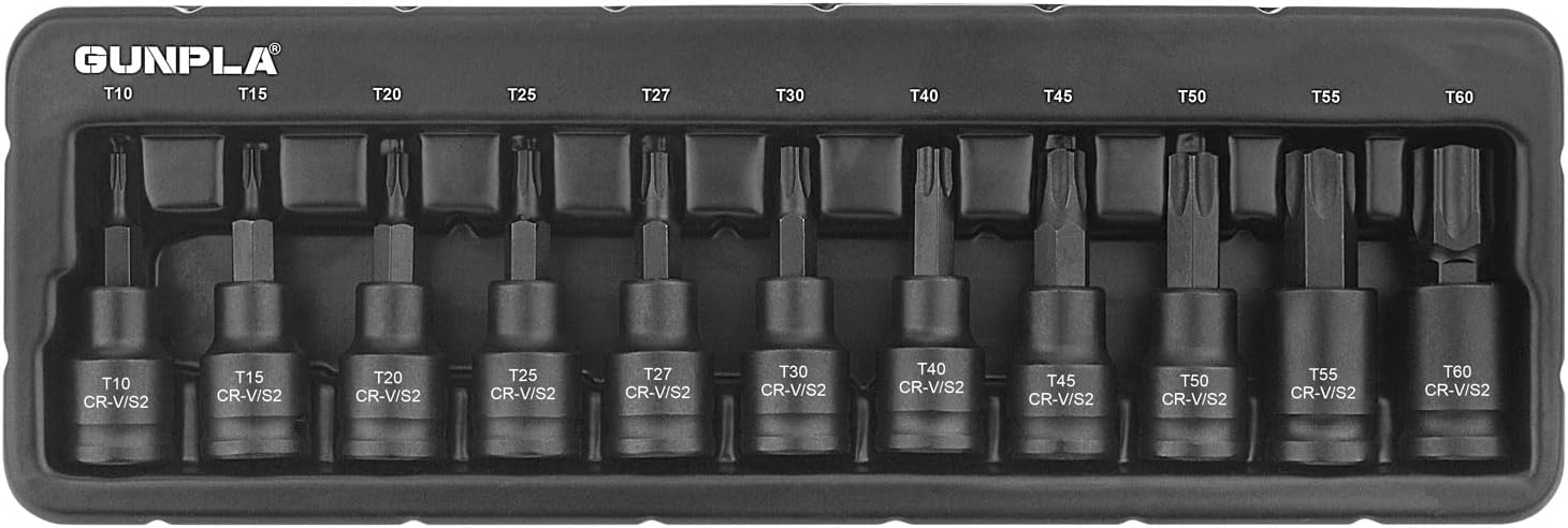 Gunpla 11pcs 3/8 Inch Torx Drive Impact Bits Socket Sets, Chrome ...