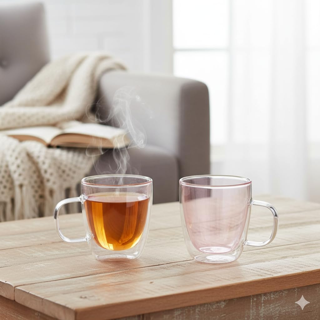 The Better Home Zest Series Double Wall Colored Cup Set (2 pcs – 400ml ...