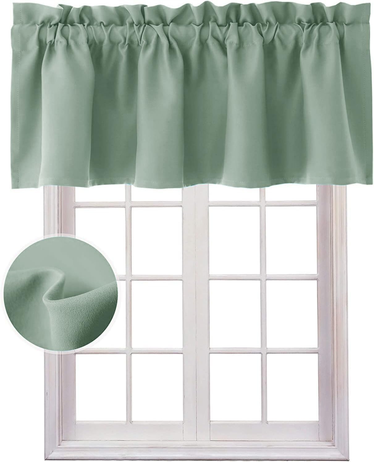 Hiasan Light Sage Valance Curtains for Kitchen Room Darkening Toppers ...