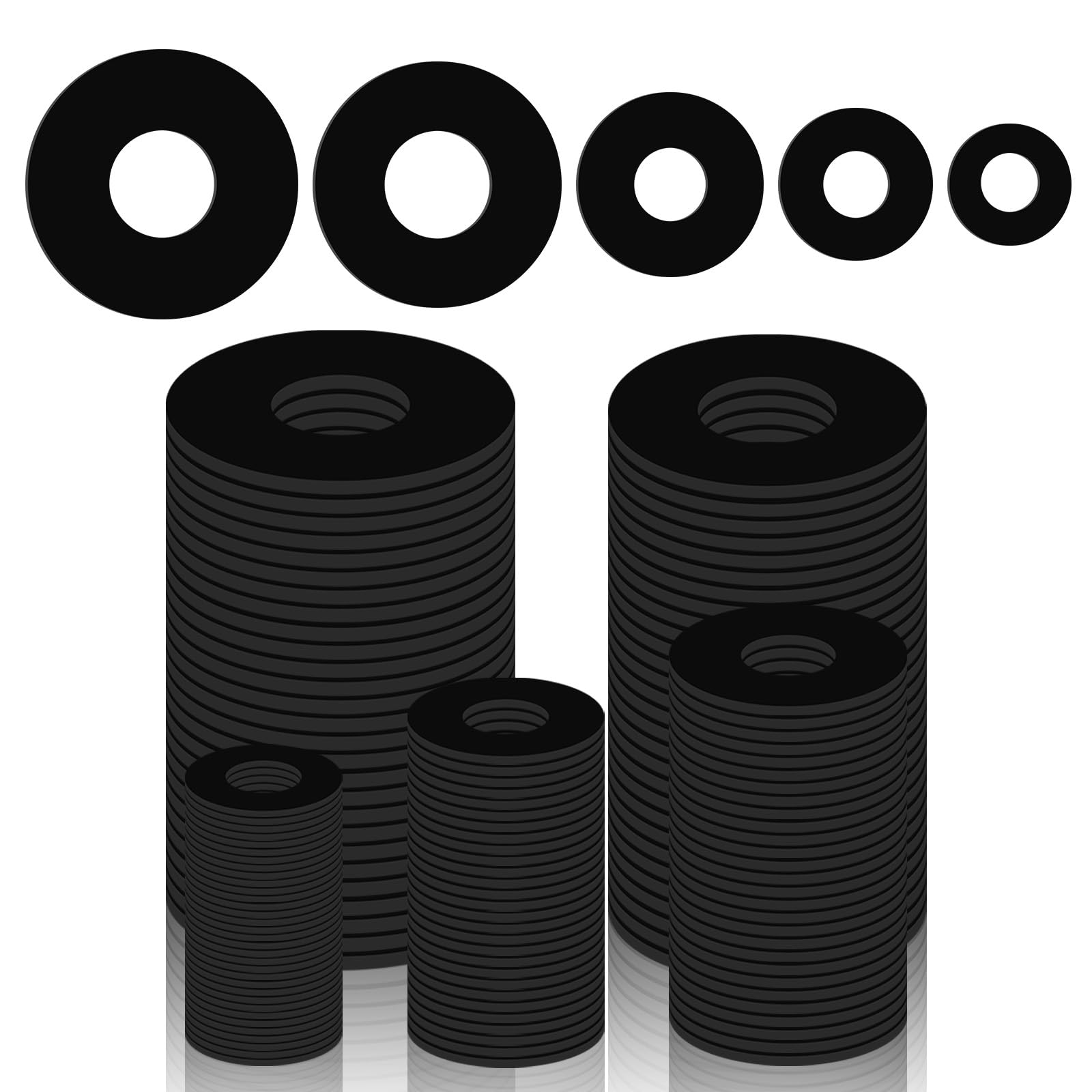 Amazon.com: 200pcs Flat Rubber Washers Assortment Kit, 10/12/16/20/25mm ...