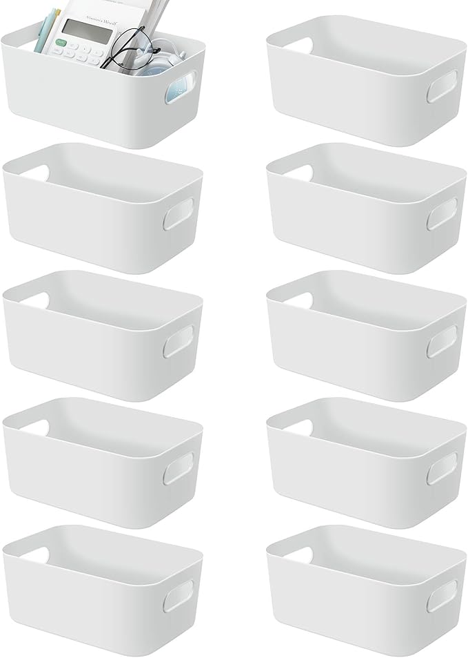 Bigingjia 10pcs Plastic Storage Baskets with Handle 20cm Cupboard ...