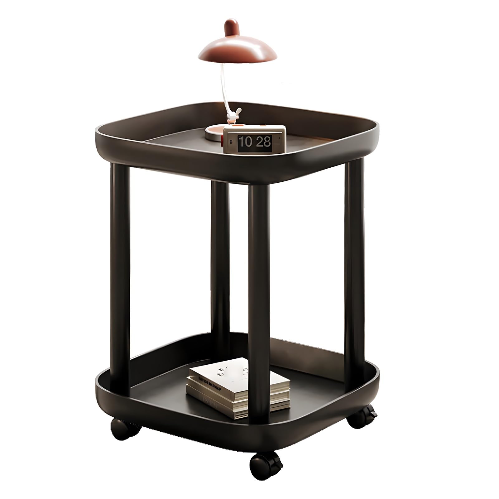 Amazon.com: 2/3-Tier Sofa Side Table with Wheels, Mobile Small Tray End ...