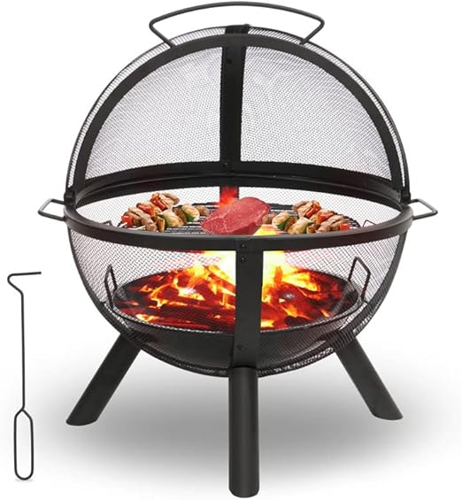Amazon.com : Ikuby Ball of Fire Pit 35" Outdoor fire Ball with BBQ ...