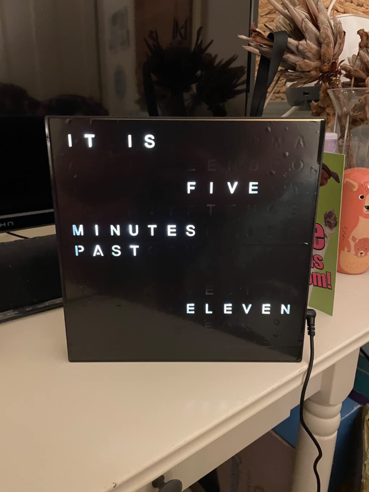 SHARPER IMAGE Light Up Electronic Word Clock, Copper Finish with LED ...