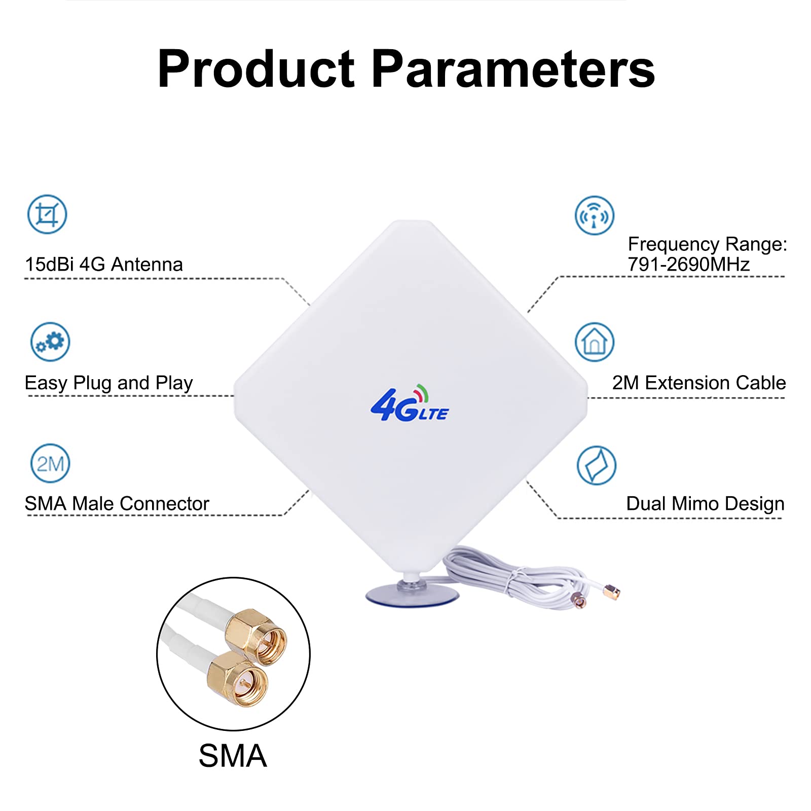 Snapklik.com : SMA 4G LTE Antenna, High Gain 35dBi Network Antenna Dual ...