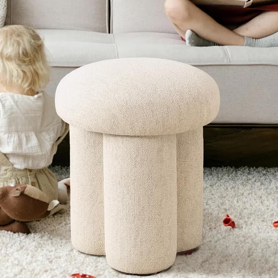 Amazon.com: Zesthouse Modern Linen Ottoman Stool, Round Tufted Foot ...