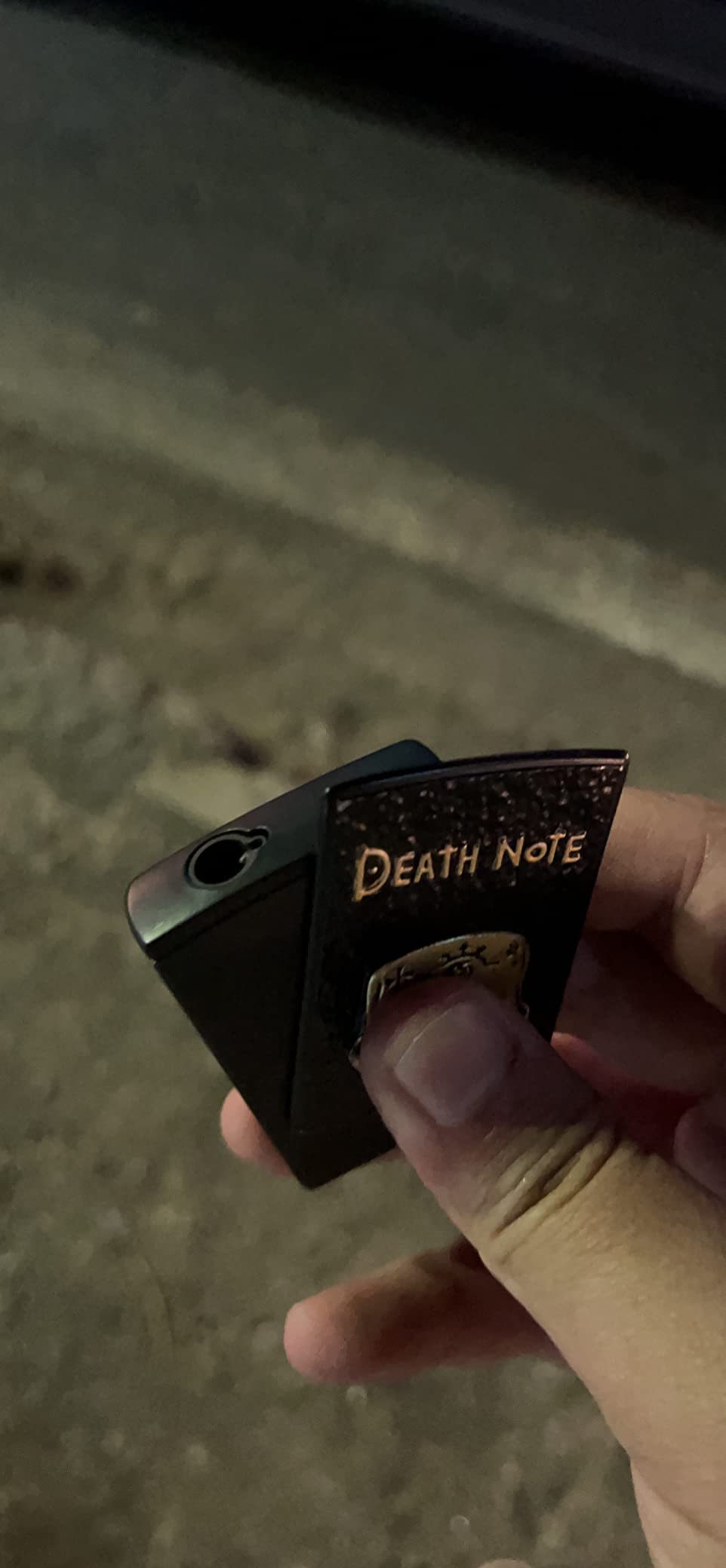 WBD Refillable Metal Side Slider Death Note Windproof Jet Flame Pocket ...