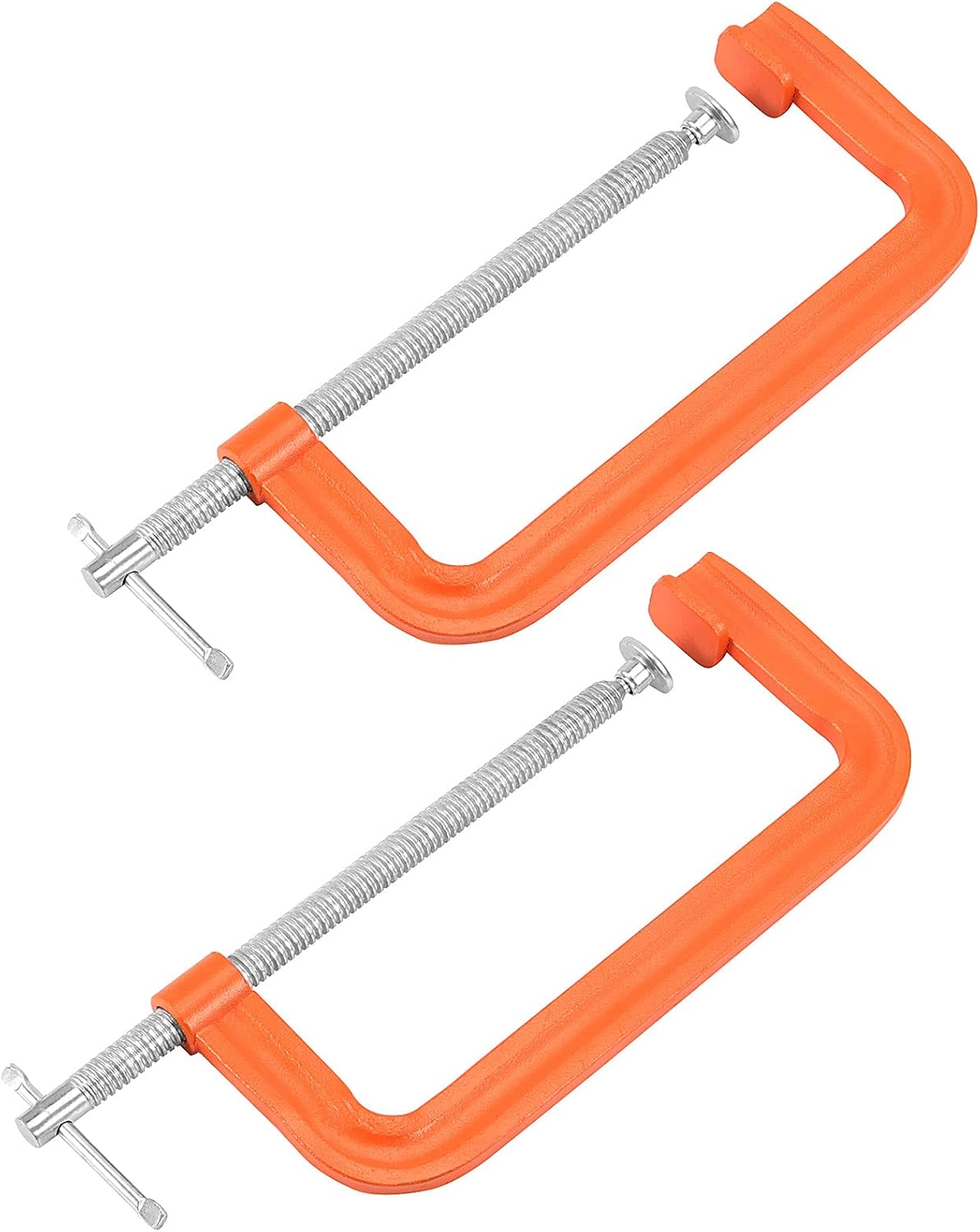 MAHIONG 2 PCS 8 Inch C Clamp Set, Orange Heavy Duty Malleable Iron G ...