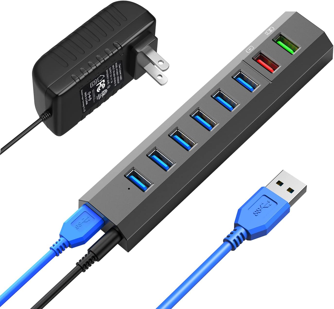 Amazon.com: Powered 7-Port USB 3.0 Hub, ORICO USB Data Hub with 12V ...