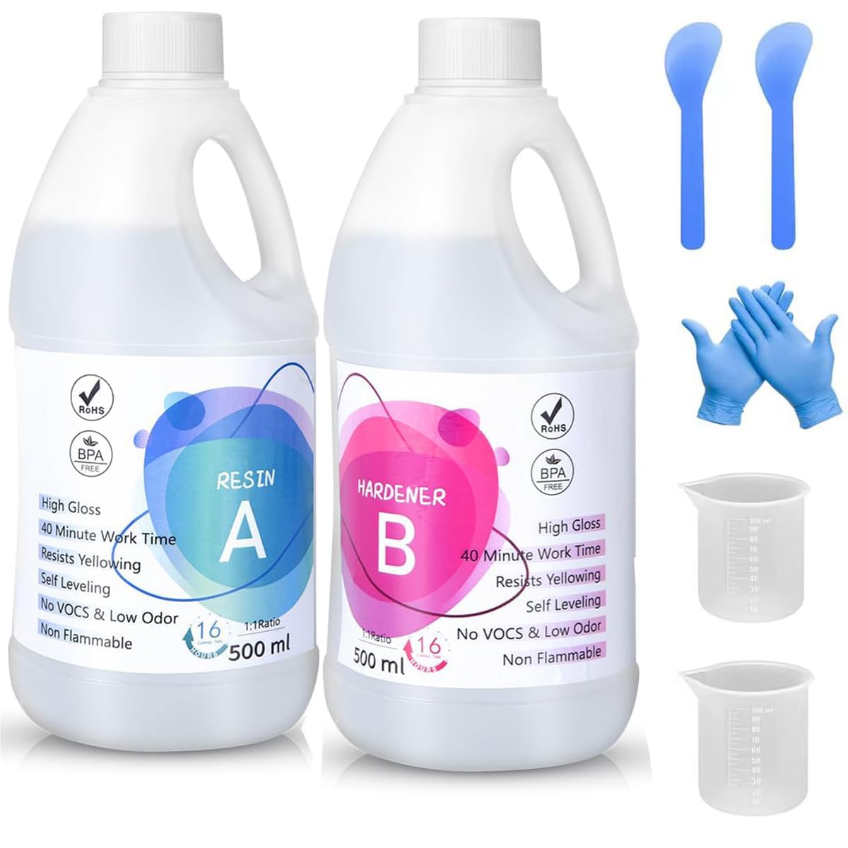 1000ml/36oz Epoxy Resin Kit-Crystal Clear Resins and Hardener Kit ...