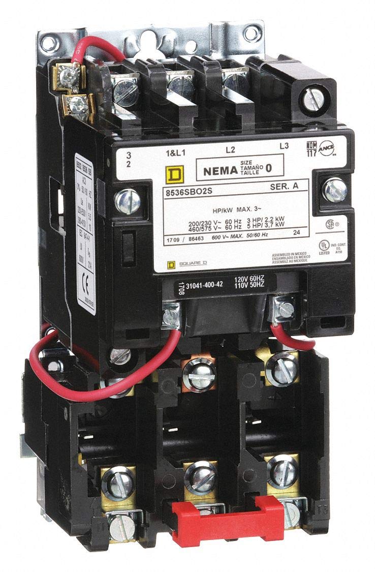 Square D Magnetic Motor Starter, 120VAC Coil Volts, NEMA Size: 0 ...