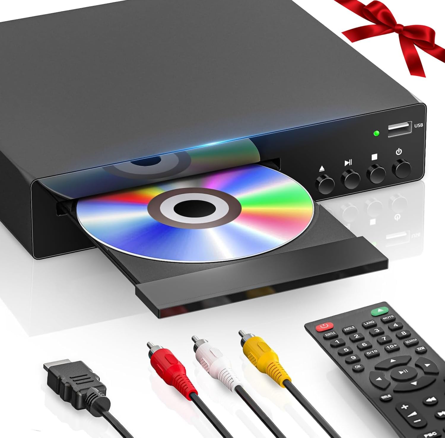 Lecteur DVD Compact pour TV, Lecteur DVD pour la Maison avec HDMI, RCA, USB, télécommande ...