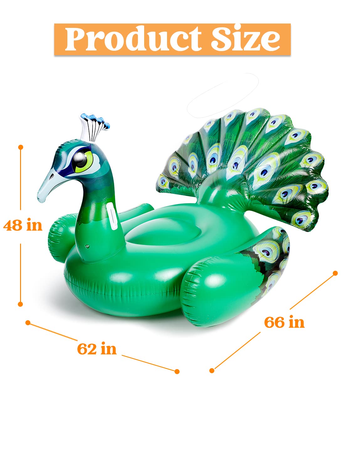 Snapklik.com : Inflatable Peacock Pool Float, Giant Green Peacock Ride ...