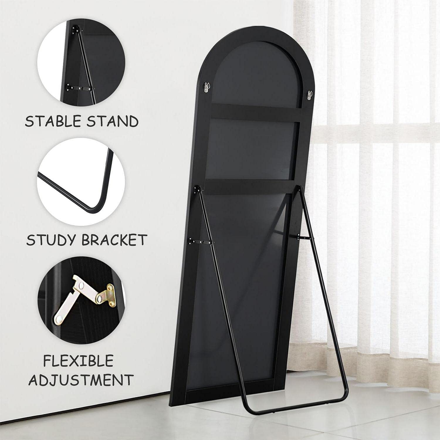 Snapklik.com : PexFix Full Length Mirror, 65x22 Black Arched Mirror ...