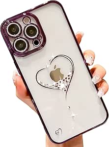 Amazon.com: KERZZIL Bling Glitter Heart Compatible with iPhone 14 Pro Max Case, Cute Women ...