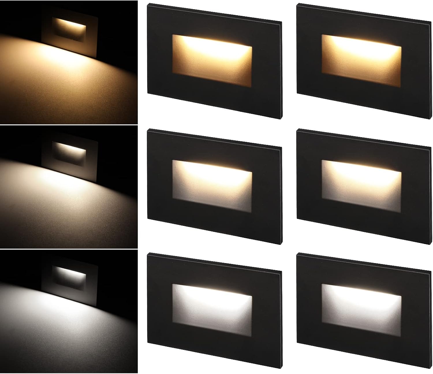 LEONLITE Black 5CCT 120V LED Step Lights, 150LM 5%-100% Dimmable Stair ...