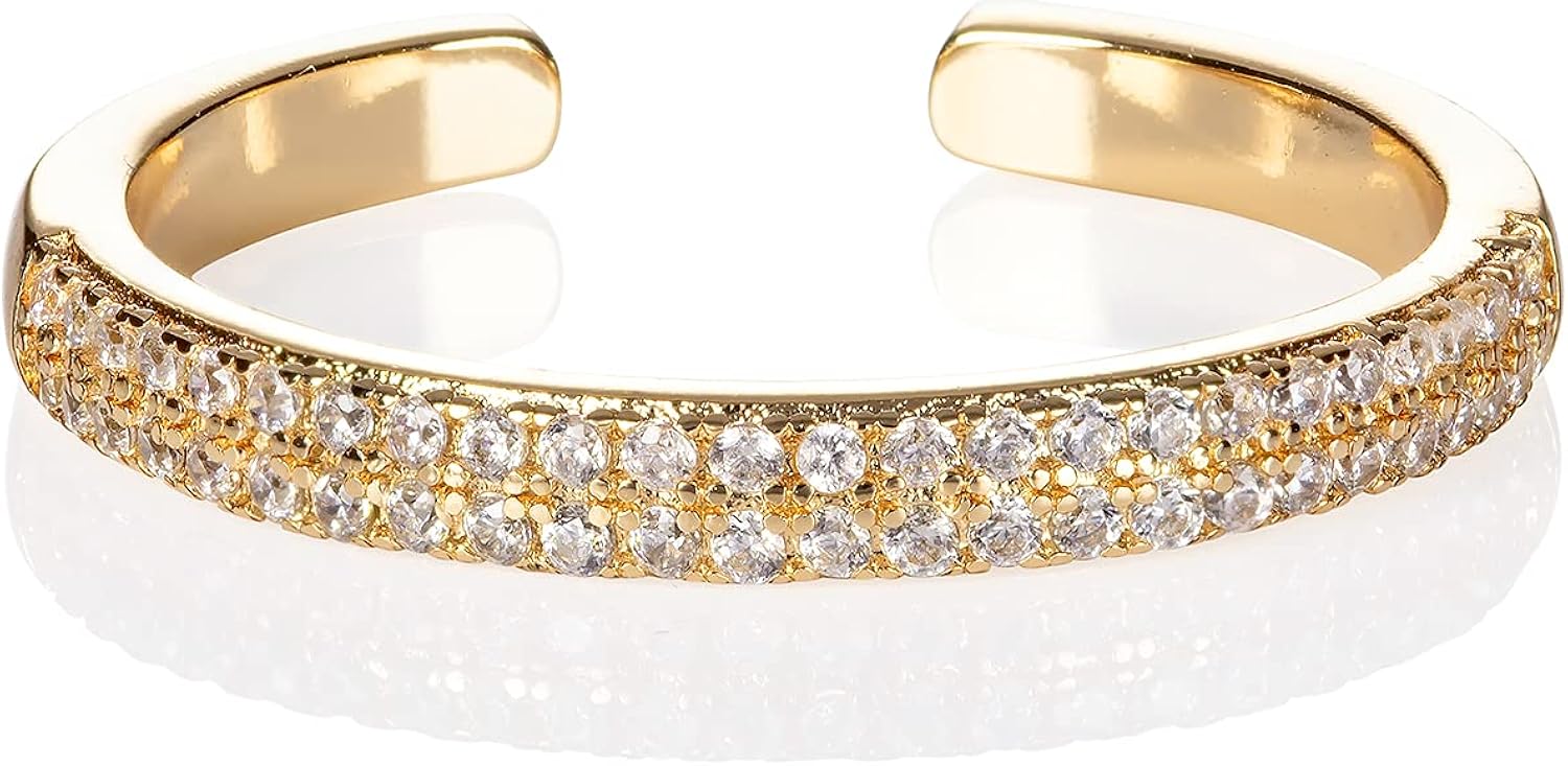 namana offener gold Ring für Damen mit Zirkonia, verstellbarer ...