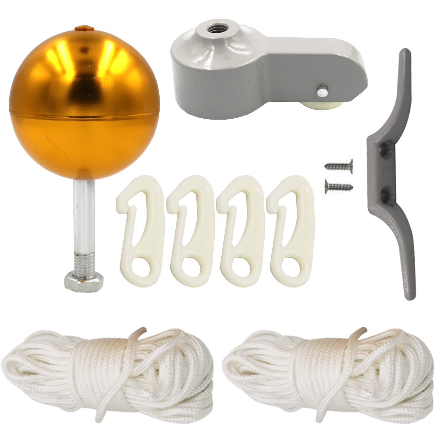 Yaegarden Flagpole Kit Flag Rope Kit Flag Pole Parts Kit 3" Gold Ball ...