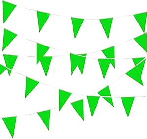 Amazon.com: Green Pennant Banner DIY Blank Bunting Solid Triangle ...