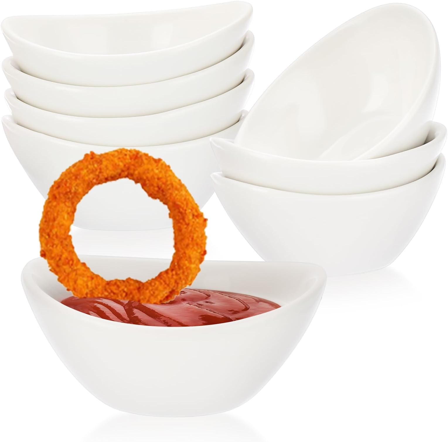Amazon.com | BSTKEY 8 Pack Ceramic Dipping Bowls, 1.2 Oz White Dip ...