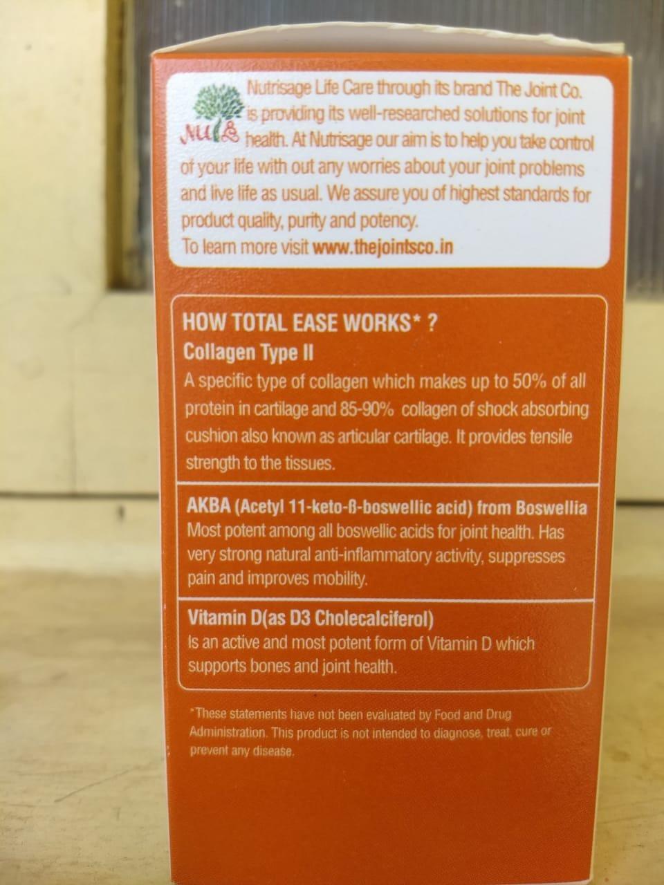 The Joints Co Total Ease with Collagen, AKBA 30% & Vit D for Joint ...