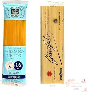 Amazon.co.jp: 【まとめ売り】ボルカノ ボルカノチェント 1.6mm 500g×GAROFALO ガロファロ シグネチャー スパゲッティーニ 1.7mm 500g 各1袋 セット ...