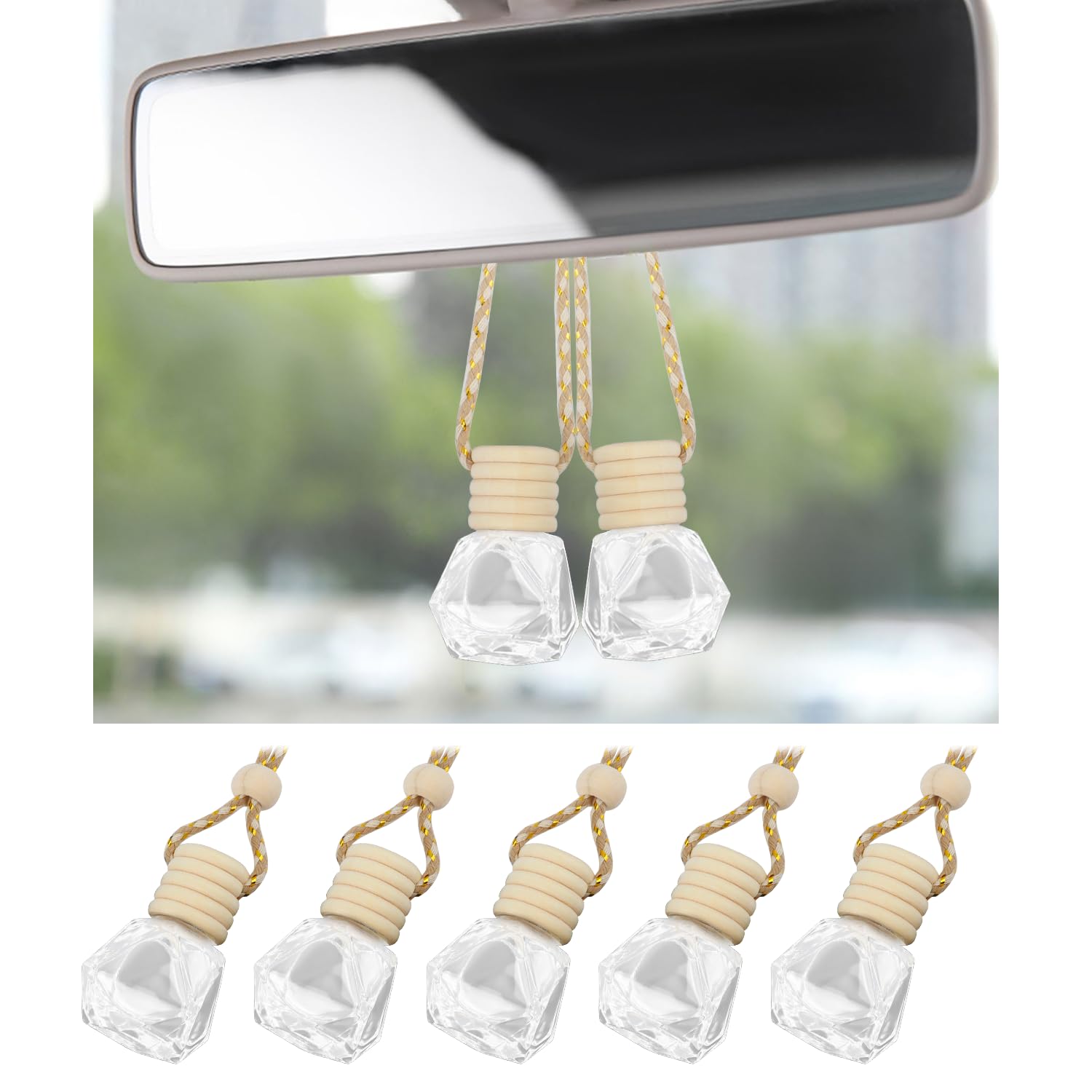 Amazon.com: 5PCS Car Clear Glass Perfume Bottle,Hanging Car Diffuser ...