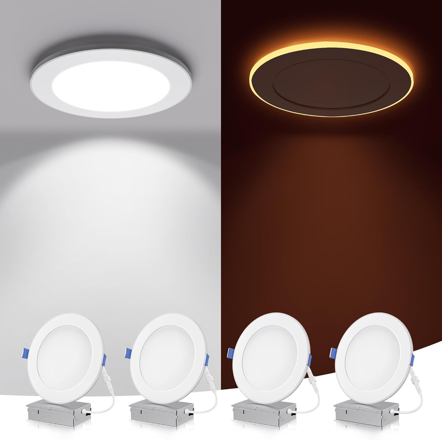 LOHAS 5CCT LED Recessed Lighting 6 Inch with Night Light, 2700K/3000K ...