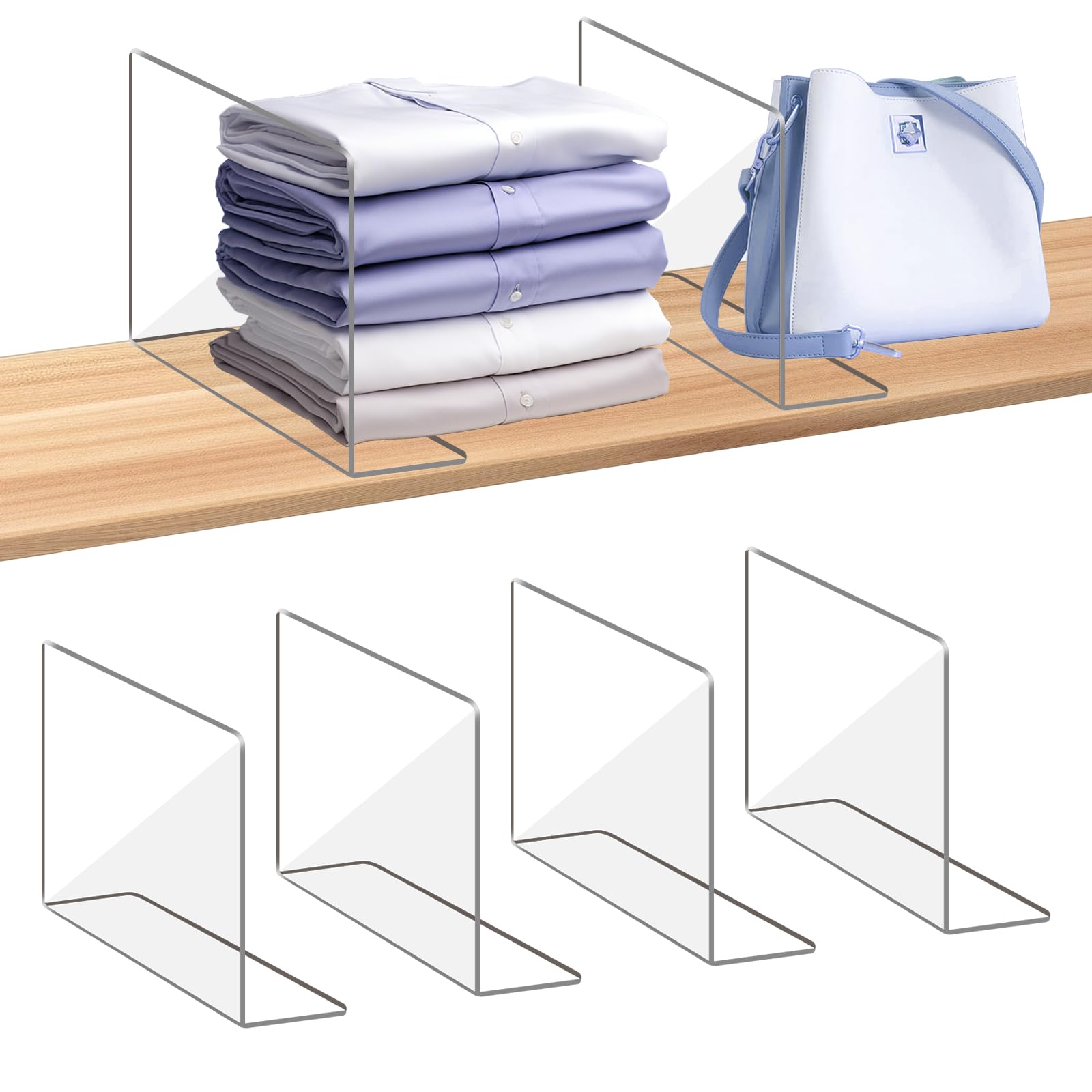Snapklik.com : Acrylic Shelf Dividers For Closet Organization: 4 Pack ...