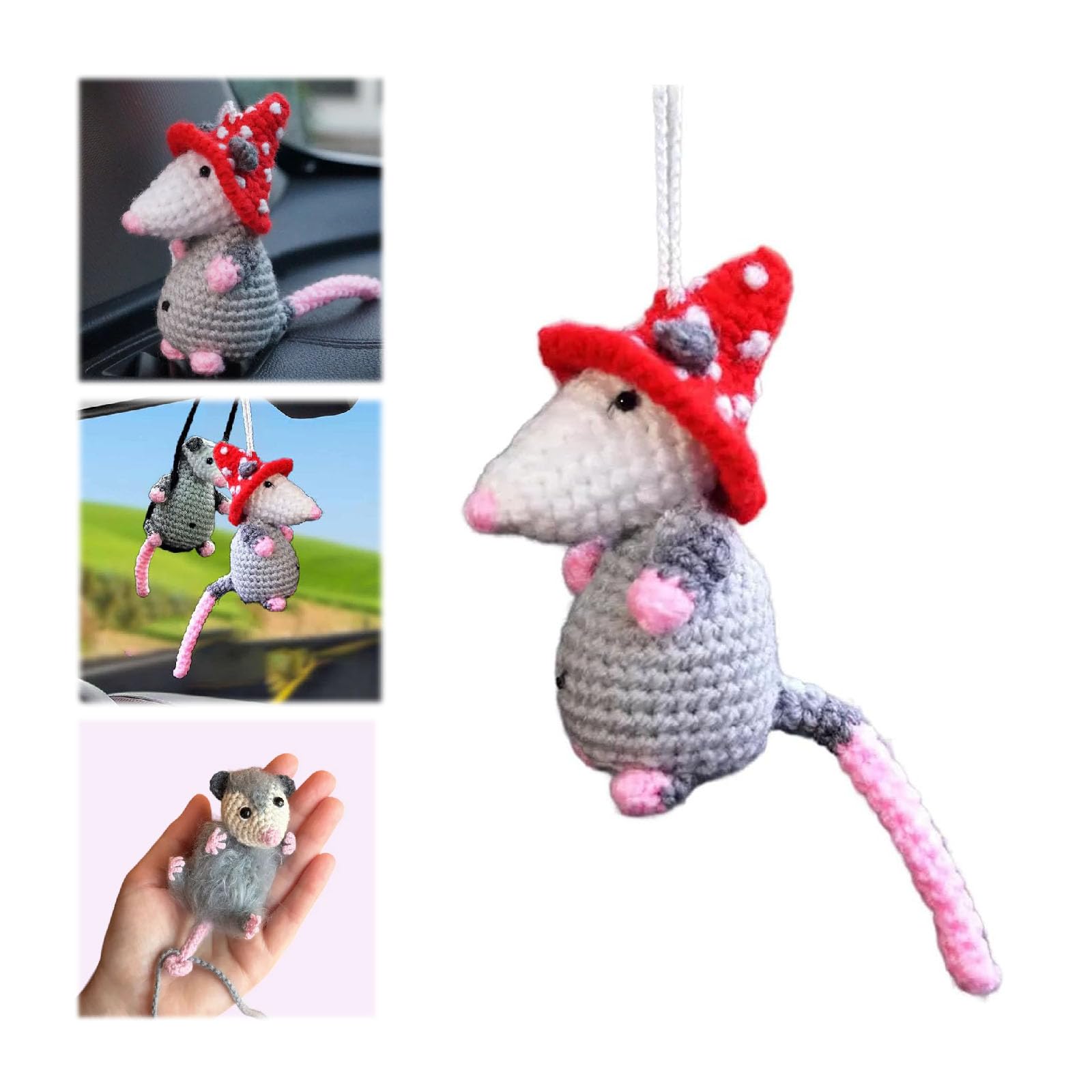 Amazon.com: Possum Car Charm, 2024 New Handmade Knitted Possum Car ...