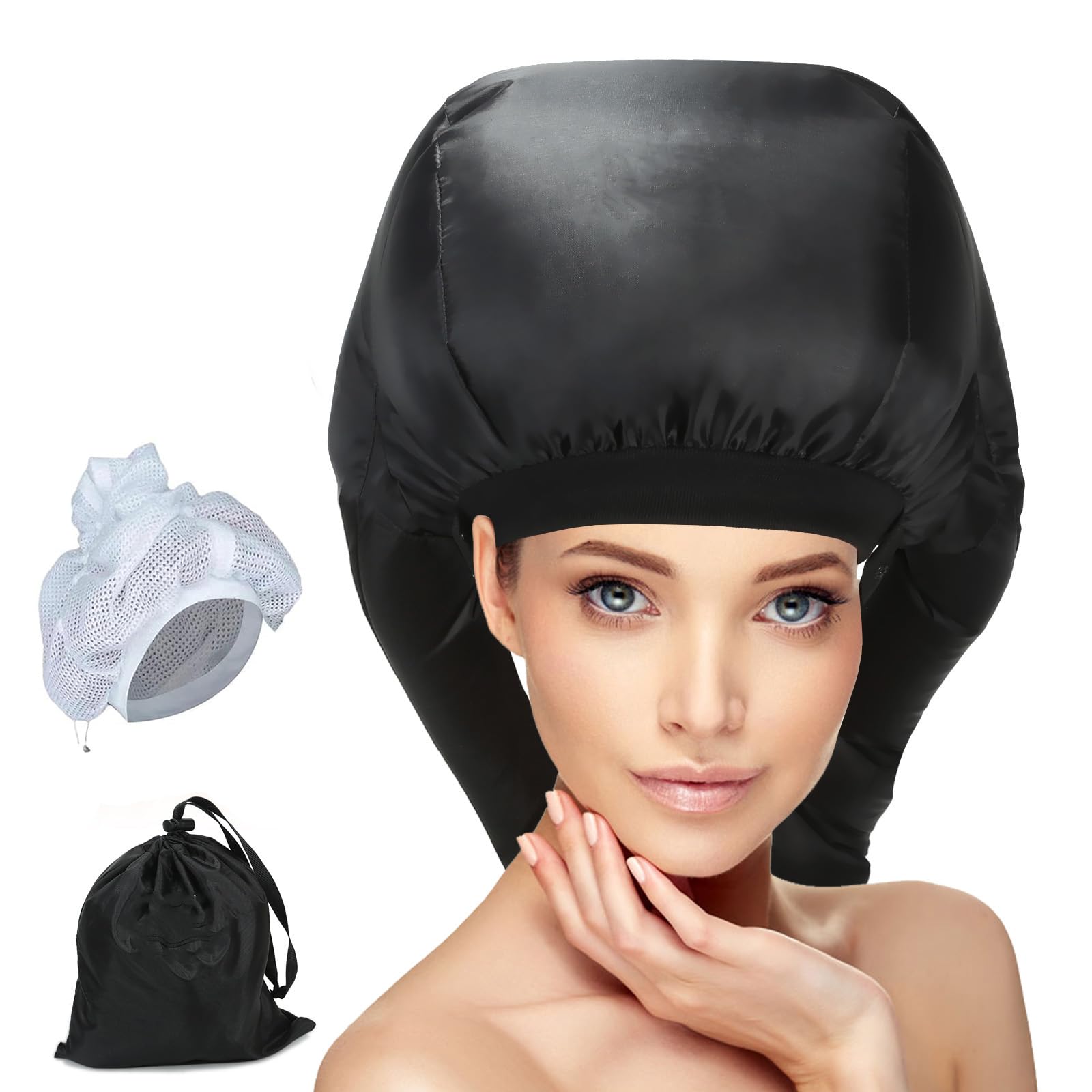 Amazon.com : Generic Twin-Pipe Satin Hair Dryer Bonnet for Curly ...