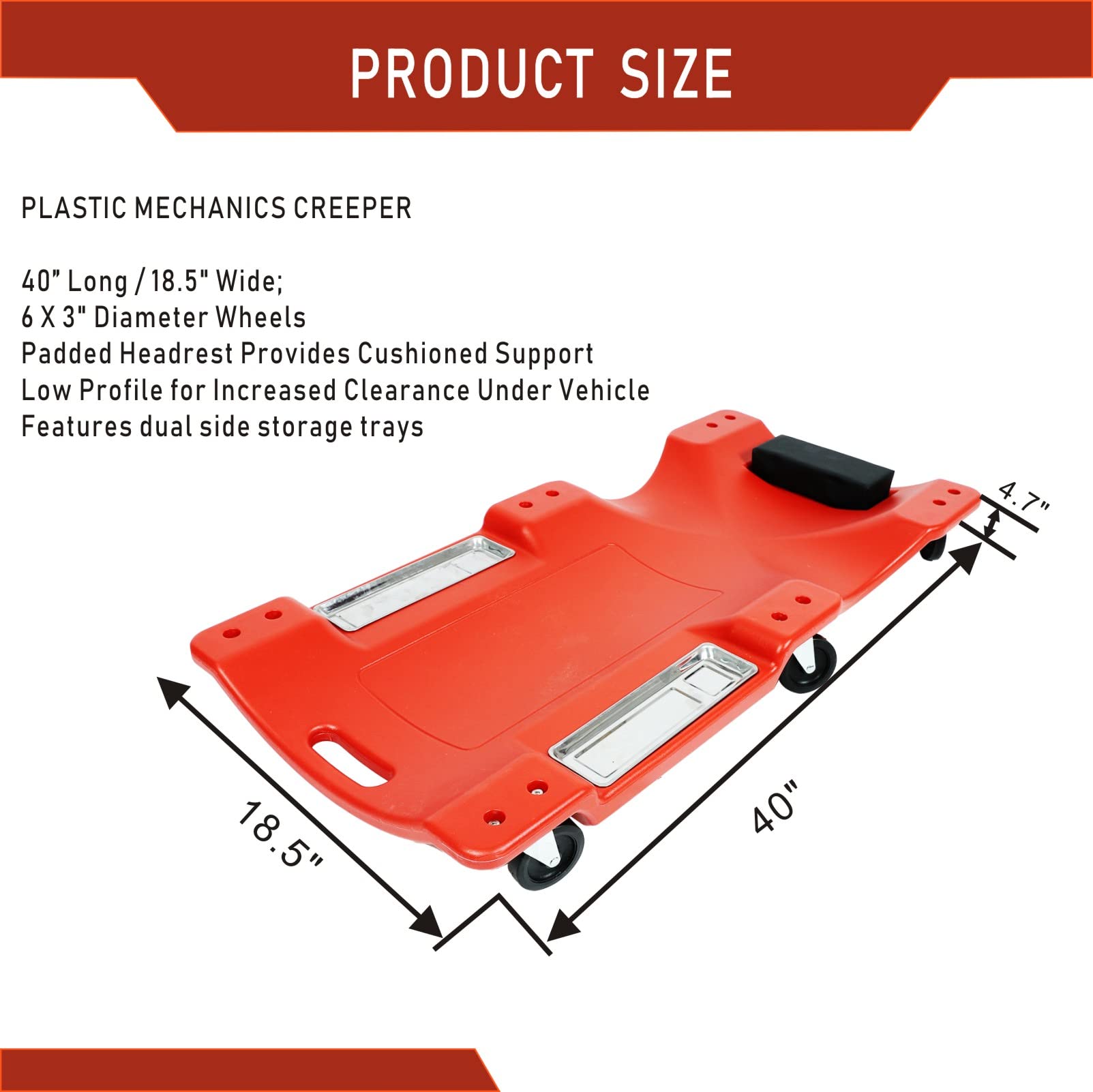 Snapklik.com : BLACKHORSE-RACING Plastic Mechanics Creeper 40 Inch ...