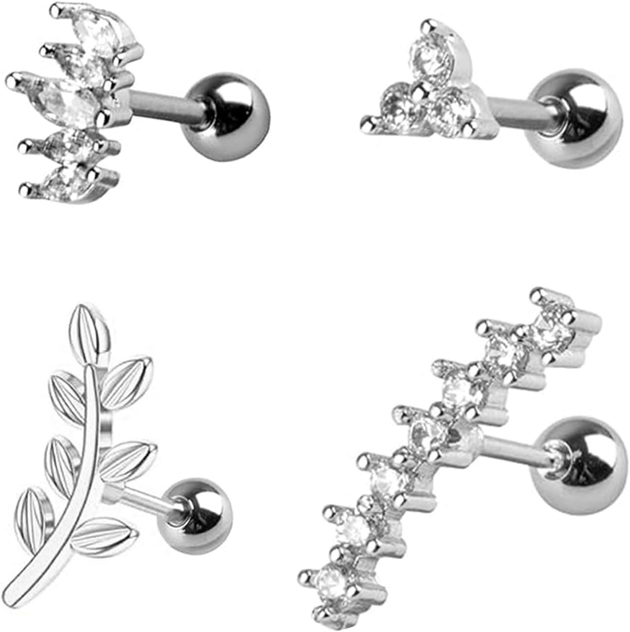 4 PCS Helix Piercing Jewellery Tragus Piercing Jewellery, Lip Piercing ...