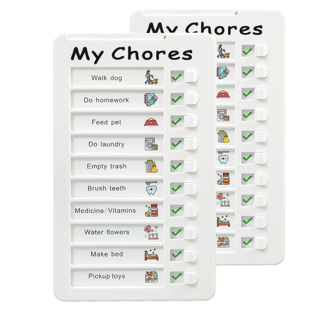 Buy 2 pcs Chore Chart for Kids, Reusable Checklist Board for ADHD ...