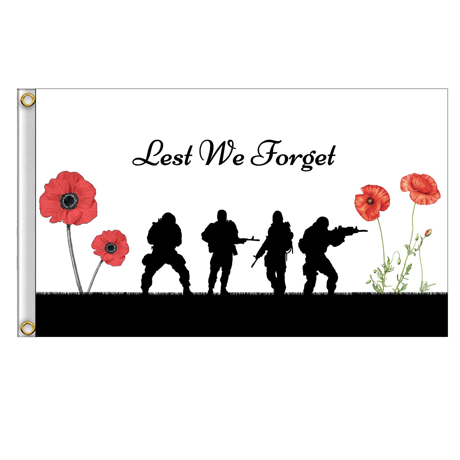 Poppy Flag 3ft X 2ft Bepilesto Lest We Forget Flag, Poppy Remembrance ...