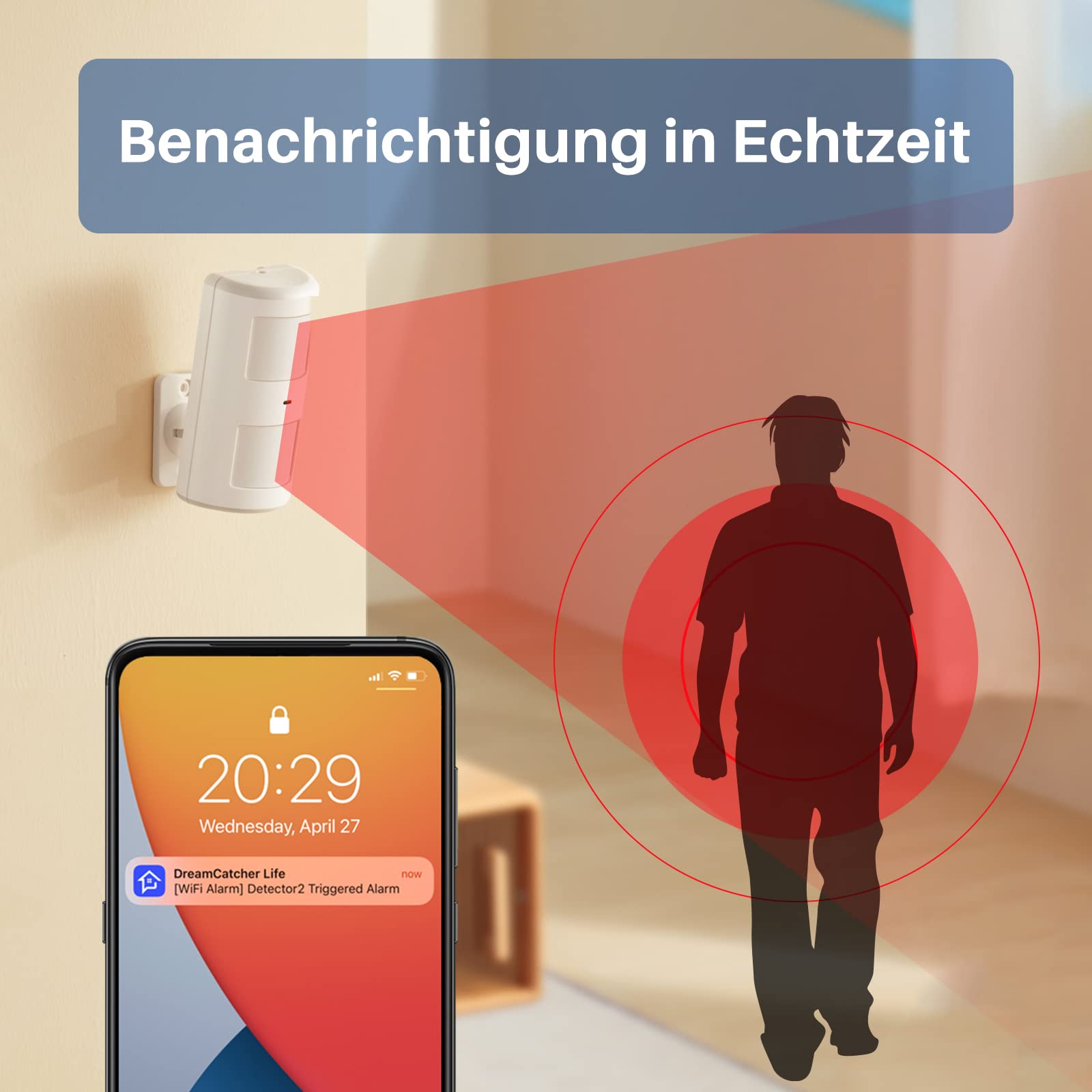EWeLink PIR Sensore Di Movimento PIR Wireless RF 433Mhz Doppio ...