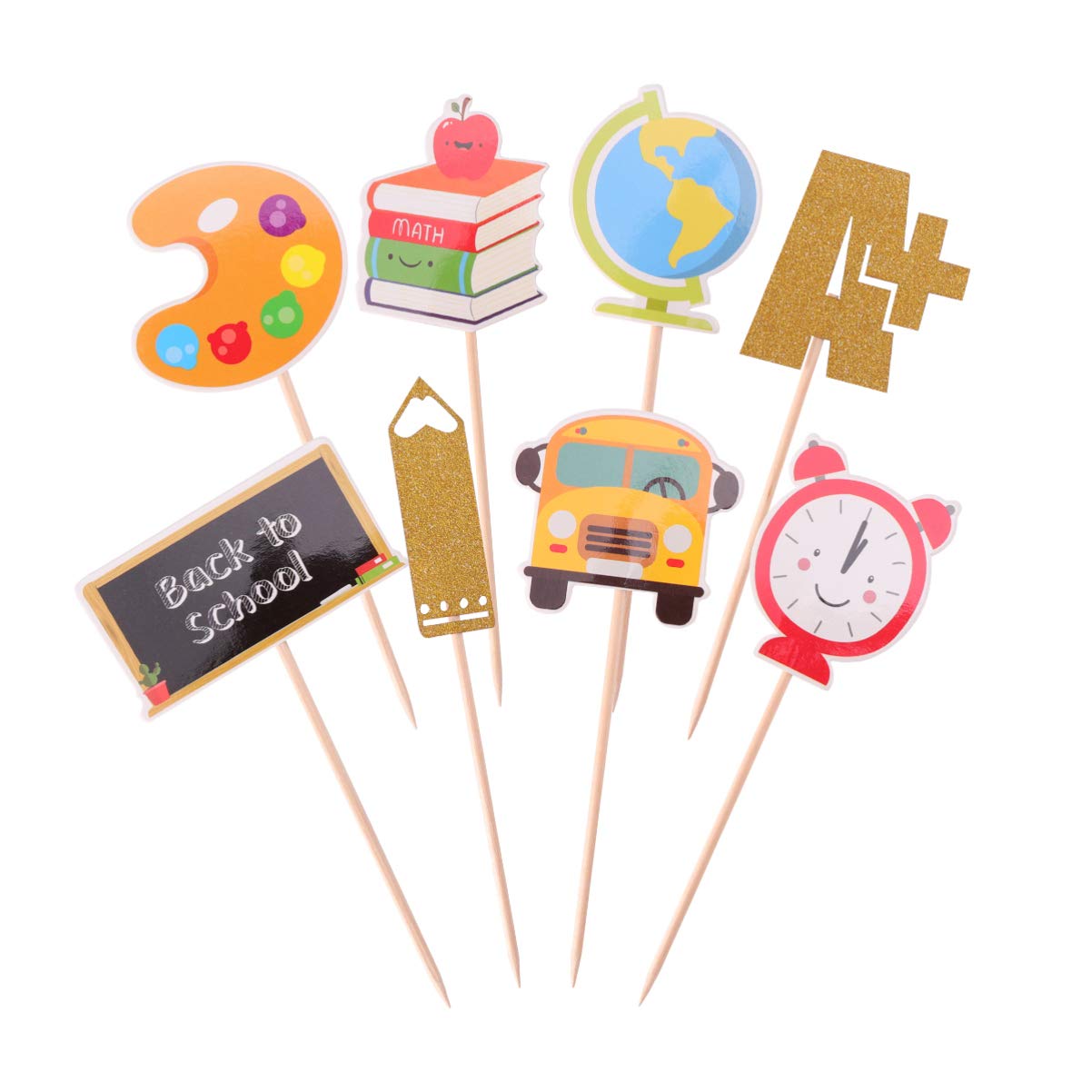NUOBESTY 48pcs Cupcake Toppers Back to School Bus Student Cake Toppers ...