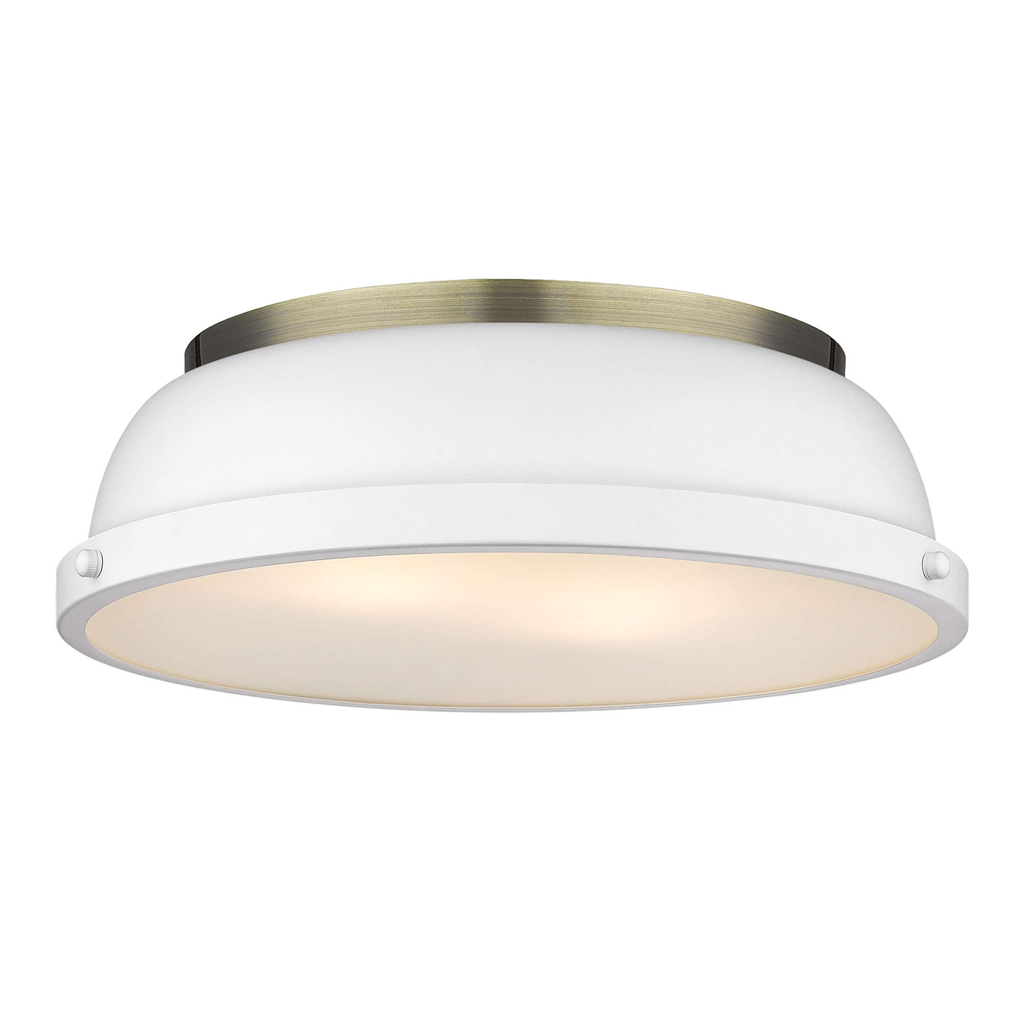 Duncan 14" Flush Mount Light Fixture Aged Brass with Matte White Shade ...