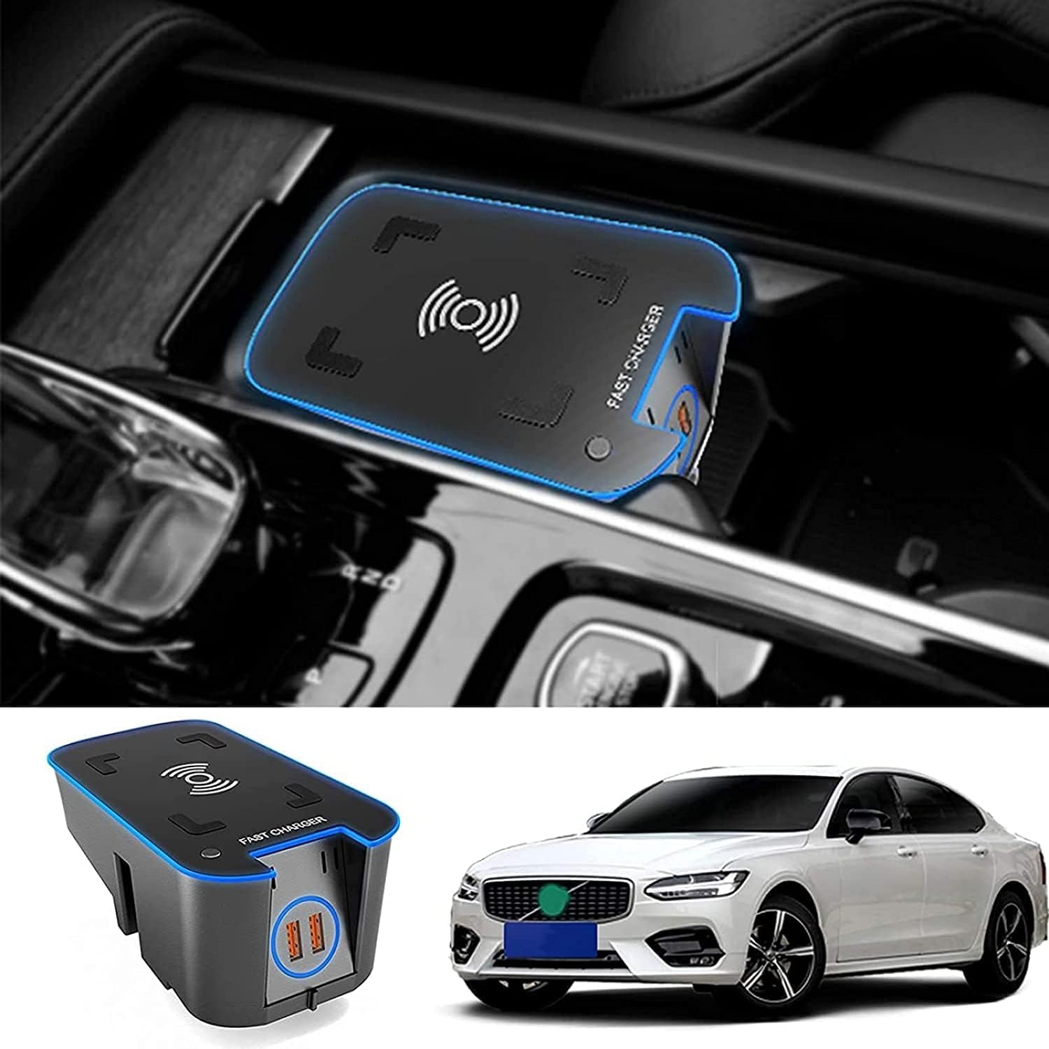 MNBX Car Wireless Charger for Volvo XC90 XC60 V90 V60 S90 S60 2016-2021 ...
