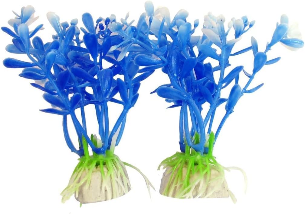XYWHPGV 10-Piece Blue Fish Tank Aquarium Aquatic Plants Decor, 3.5-Inch ...