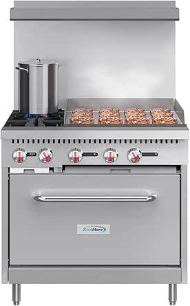 Amazon.com: KoolMore KM-CRG36-NG 36 in. 2 Burner Commercial Natural Gas Range with 24 in. Griddle