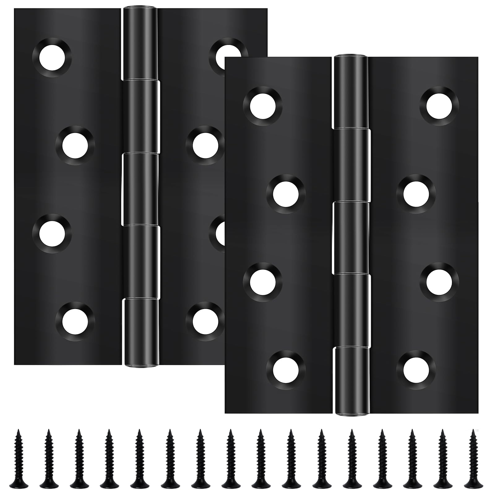 Yeepeo 2 Pcs Door Hinges 100mm × 70mm, Black Stainless Steel Hinges for ...