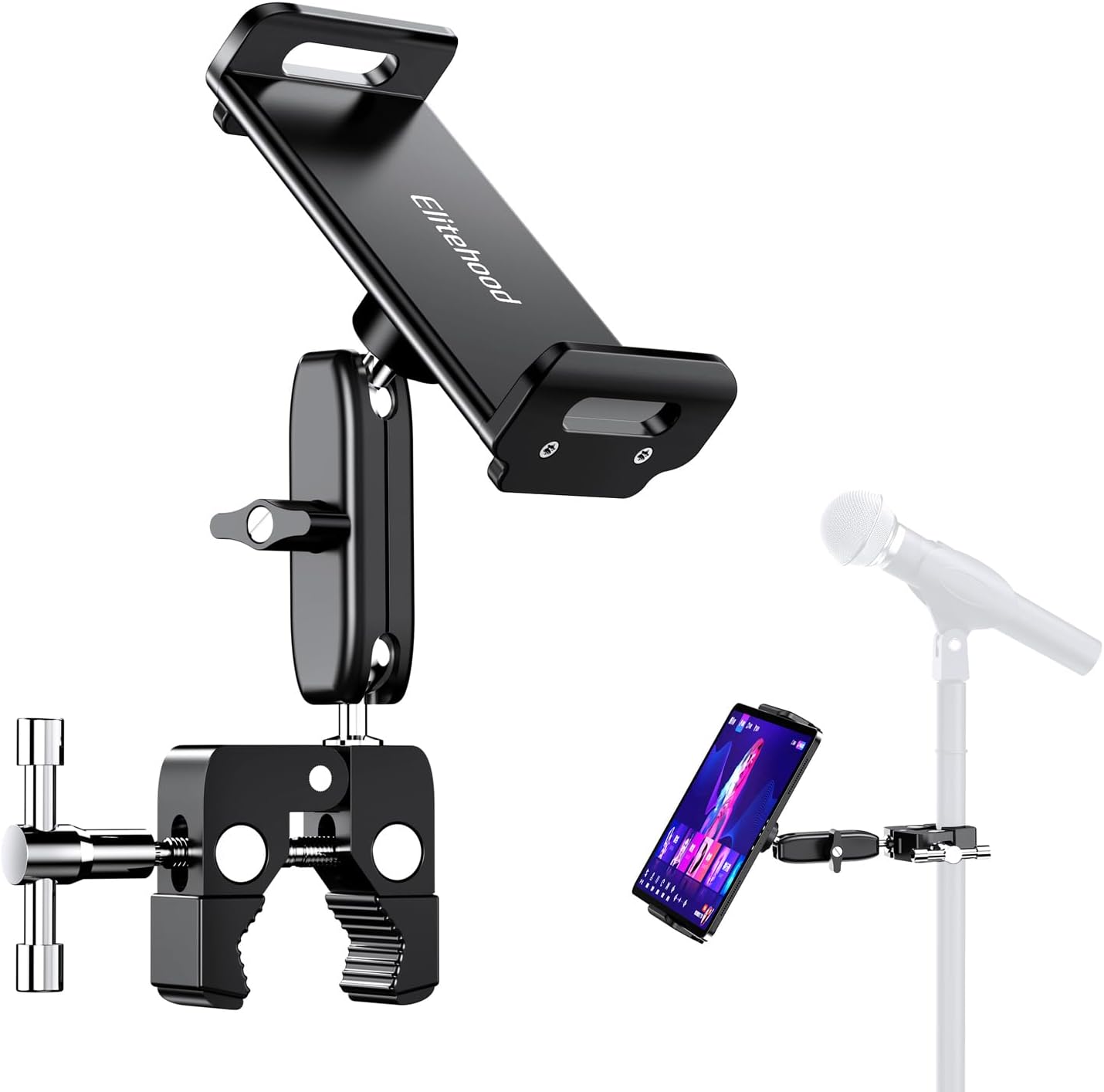 Amazon.com: elitehood Aluminum Dual Ball Head Tablet Holder for Mic ...