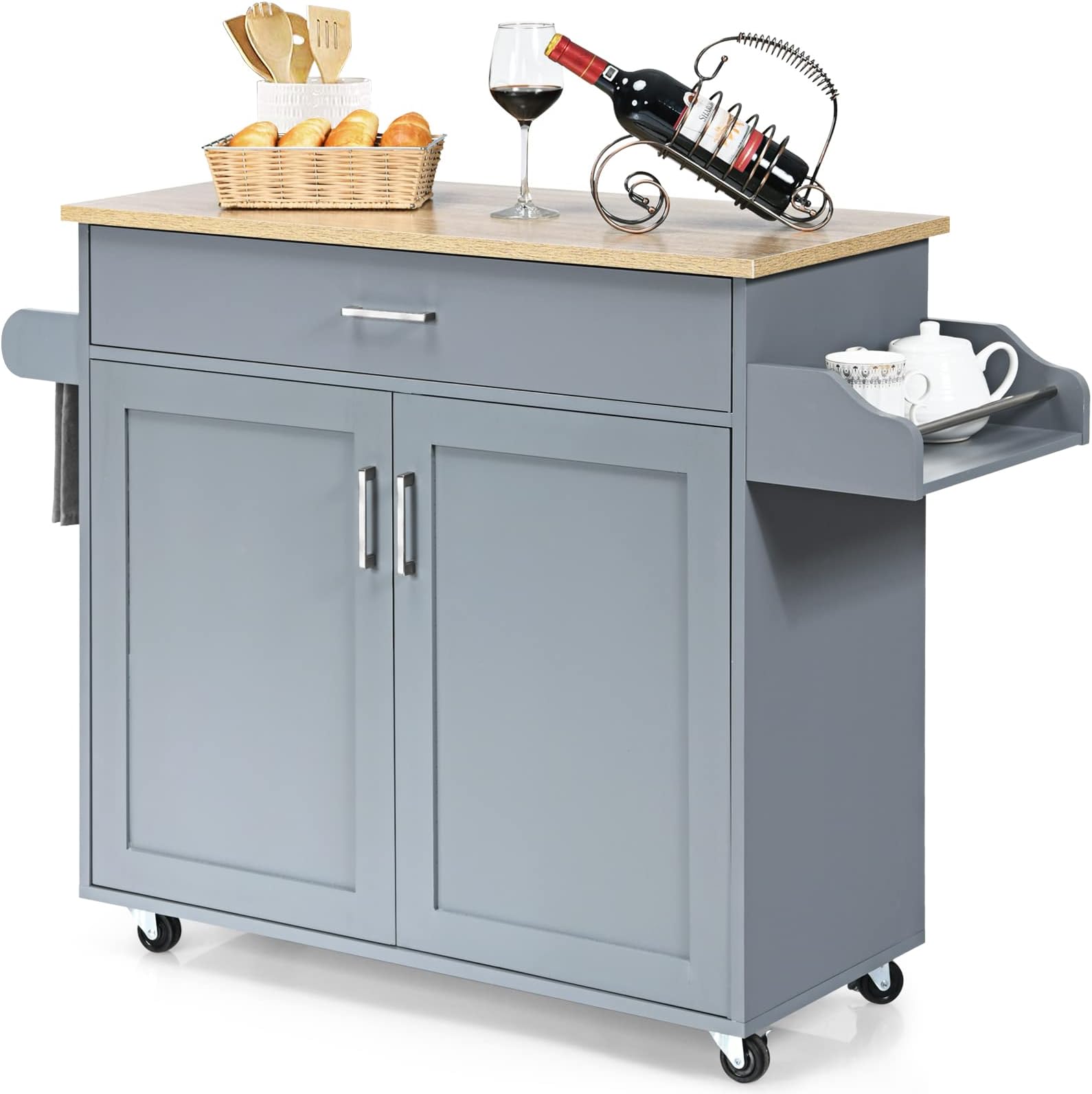 Costway Kitchen Trolley on Wheels Serving Trolley Kitchen Trolley with ...