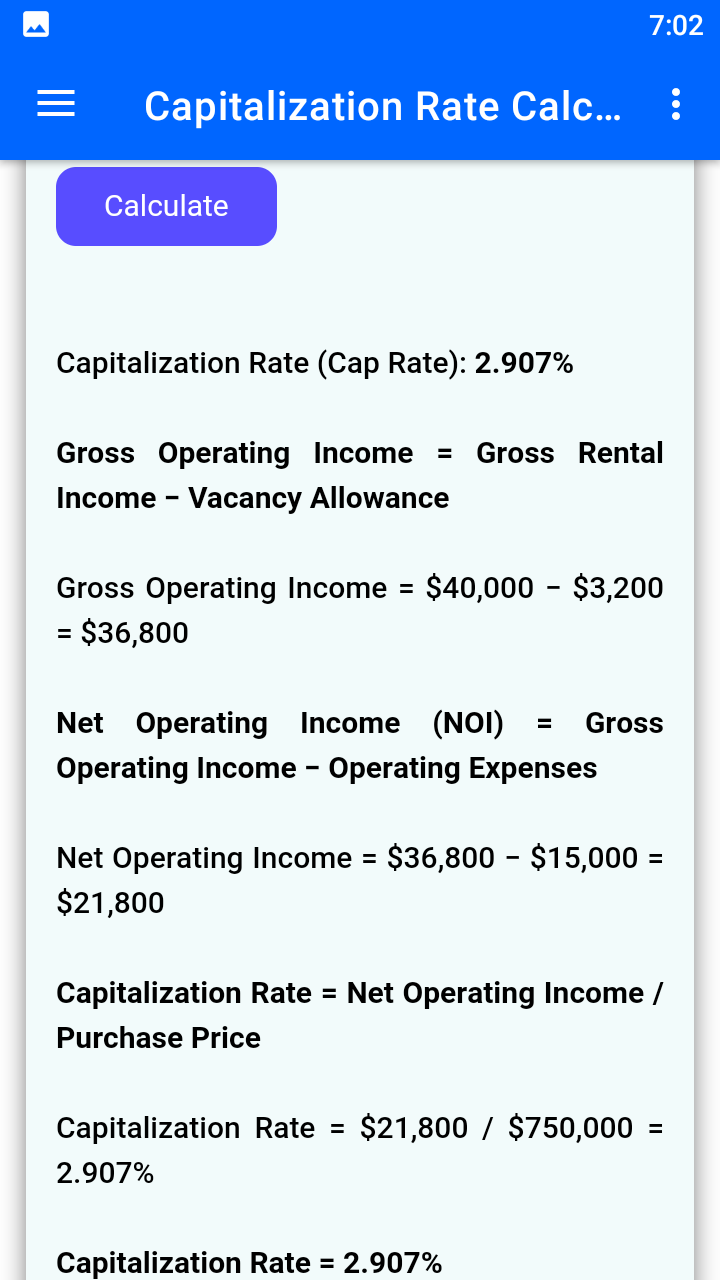 Capitalization Rate Calculator - App on Amazon Appstore