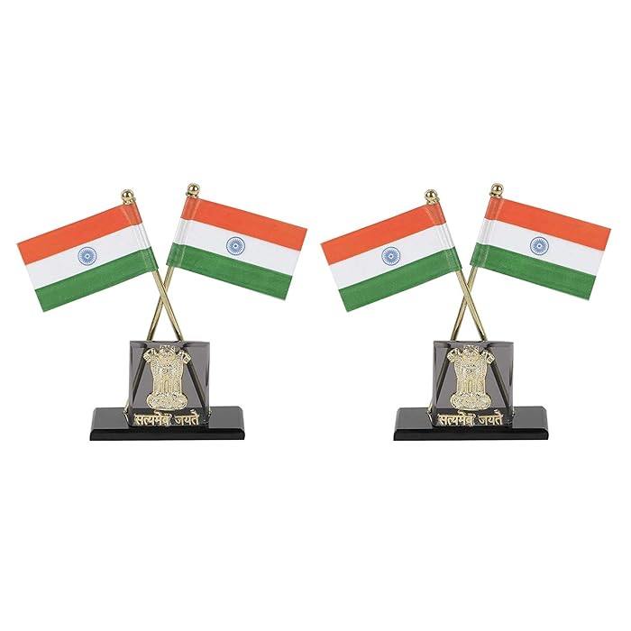 Buy H.M Indian Flag in Pair with Satyamev Jayate Symbol in Square Shape ...