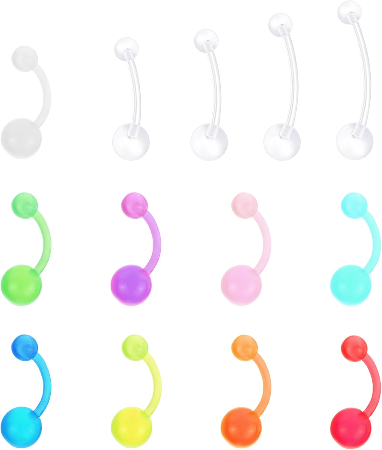 Amazon.com: KASFREE 13 Pcs Plastic Belly Button Rings for Sports 14G ...